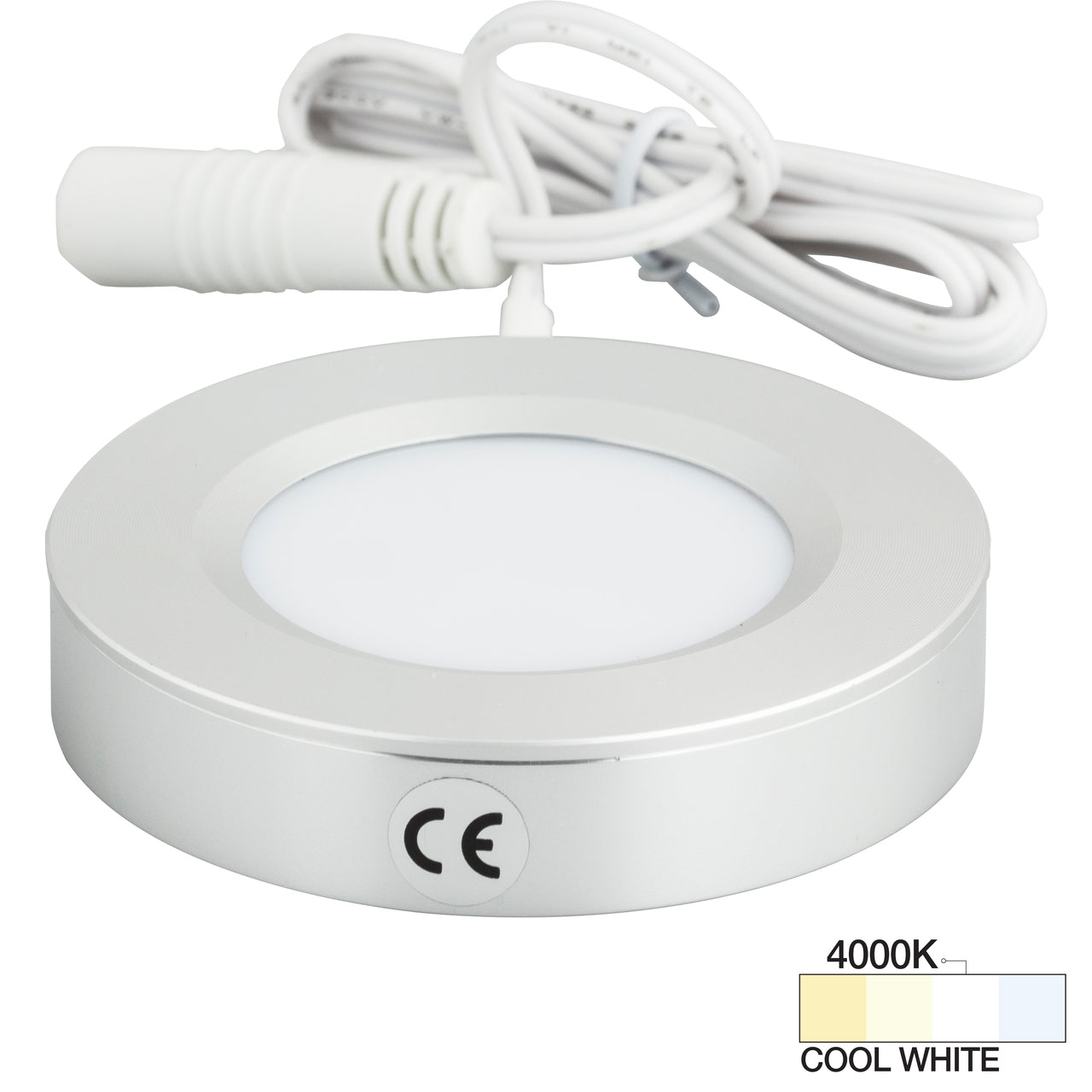 12-volt Puck Light, Single-White, Dark Silver Finish, Cool White 4000K ...